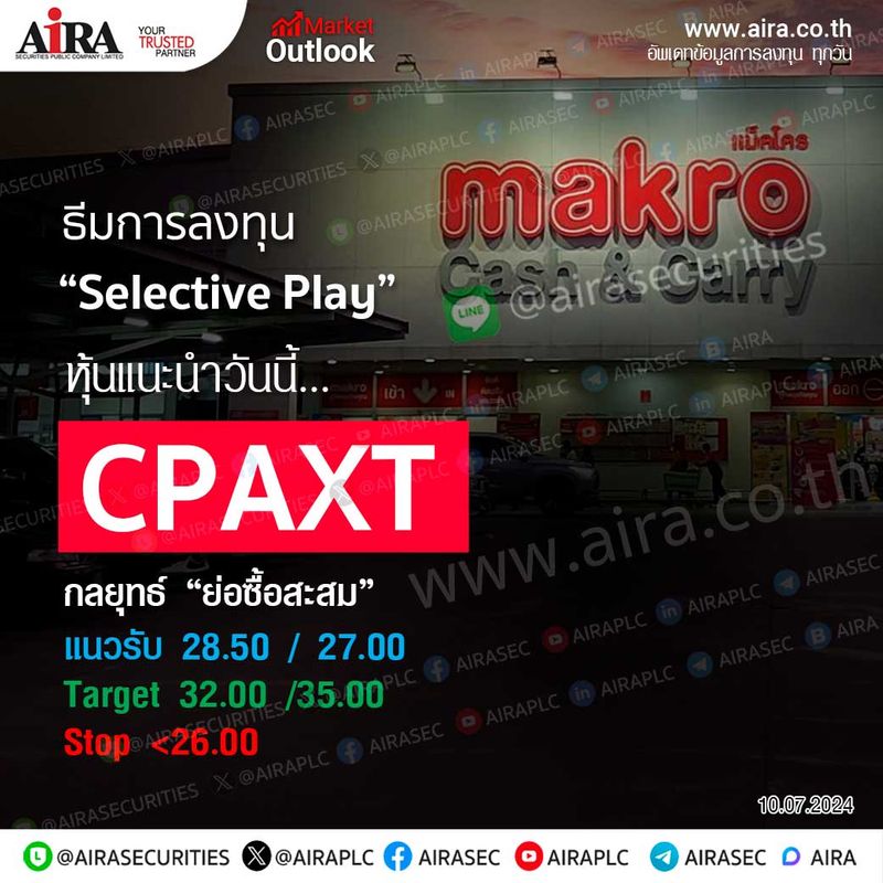 [AIRA SECURITIES] AIRA Market Outlook (10.07.2024) หุ้นแนะนำวันนี้ CPAXT กลยุทธ์ “ย่อซื้อสะสม ...