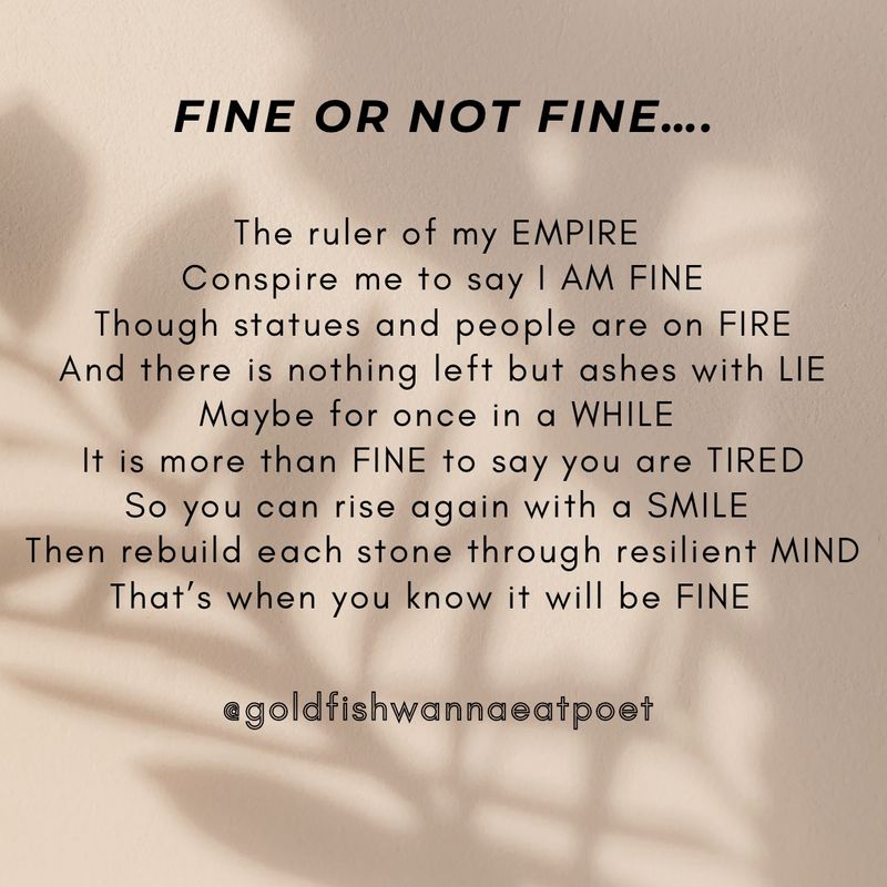 [goldfishwannaeatpoet] FINE OR NOT FINE It is a question I always hear ...