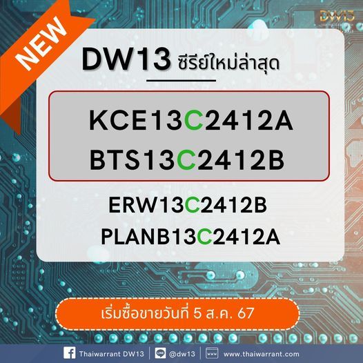 [@Newss] 🆕DW13 ซีรีย์ใหม่ล่าสุด! KCE13C2412A BTS13C2412B ERW13C2412B PLANB13C2412A
