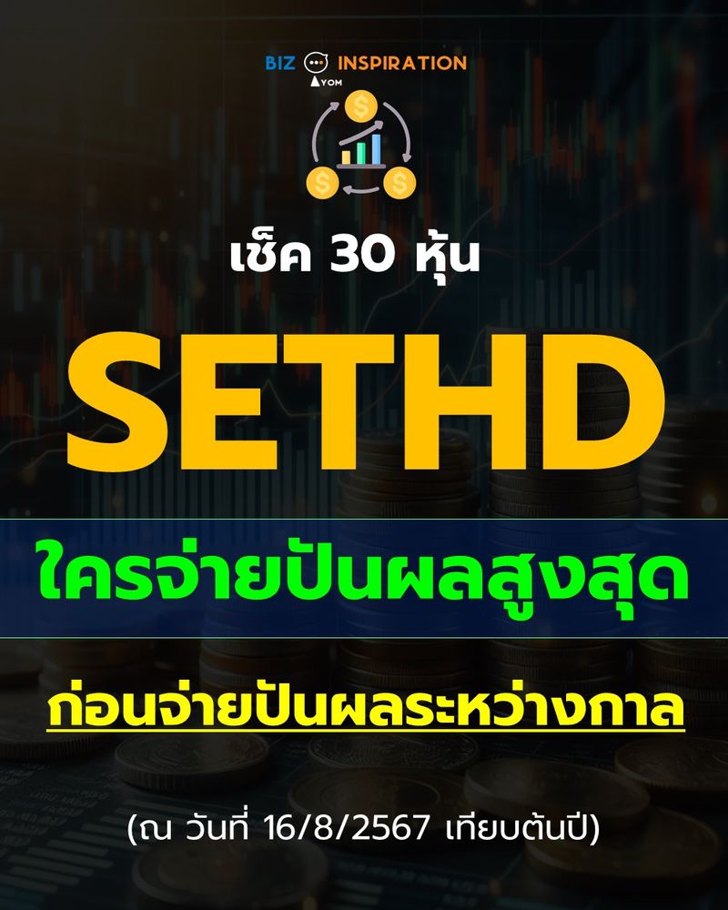 [iYom Biz + Inspiration] เช็ค 30 SETHD ใครจ่ายปันผลมากสุด [สูงสุด 12% ] ก่อนจ่ายปันผลระหว่างกาล ...
