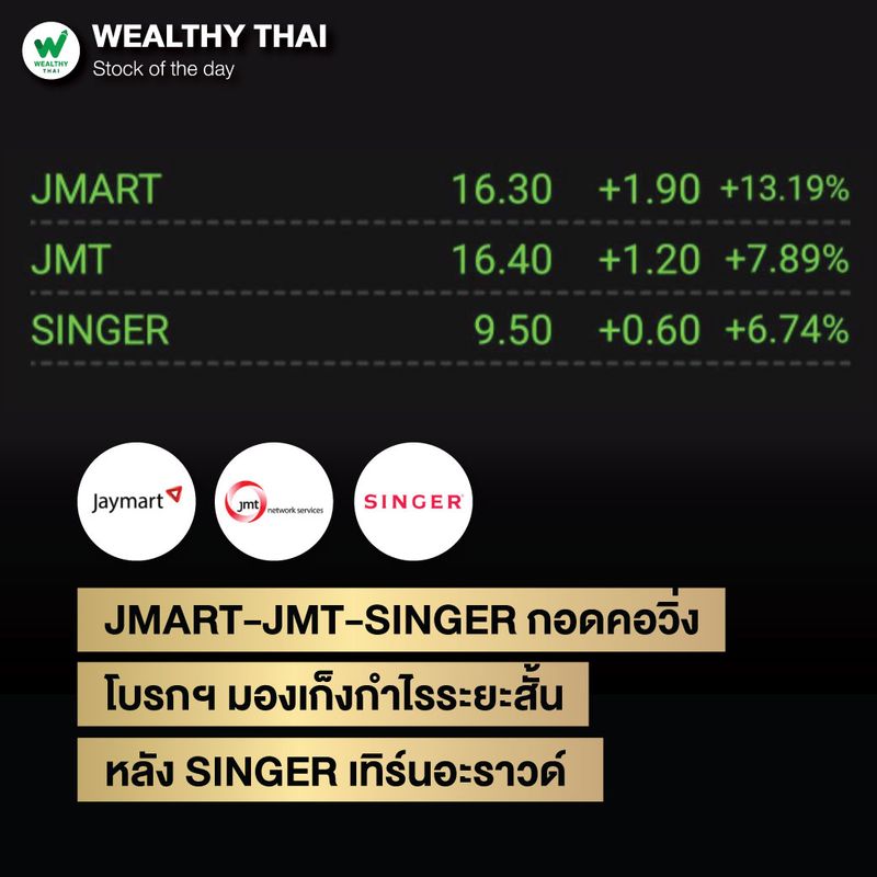 [Wealthy Thai] JMART-JMT-SINGER กอดคอวิ่ง โบรกฯ มองเก็งกำไรระยะสั้น หลัง SINGER เทิร์นอะราวด์ ...