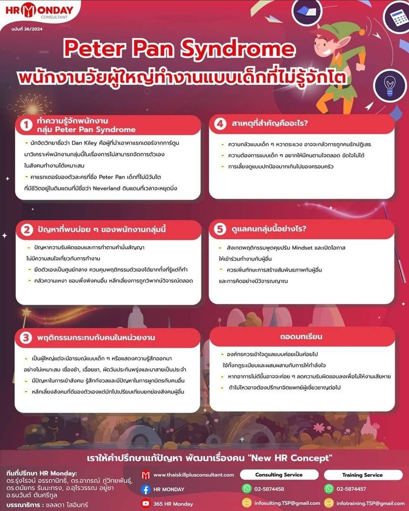 [HR Monday by ดร.รุ่งโรจน์ อรรถานิทธิ์] 🧚🏻 Peter Pan Syndrome พนักงาน ...