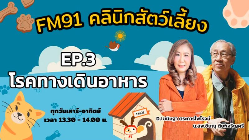 [FM91 Trafficpro] โรคทางเดินอาหาร EP.3 : FM91 คลินิกสัตว์เลี้ยง สัมภาษณ์ นายสัตวแพทย์ชิษณุ ติยะ ...