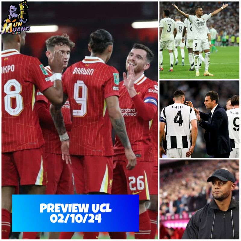 [MunMuang Channel] พรีวิว UCL 02/10/24 มีอะไรน่ารับชม? 1.ลิเวอร์พูลกำลังอยู่ในช่วงความมั่นใจจัด ...