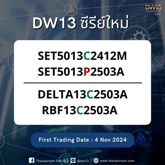 [@Newss] 🆕DW13 ซีรีย์ใหม่ล่าสุด! 🟢SET5013C2412M 🔴SET5013P2503A 🟢 ...