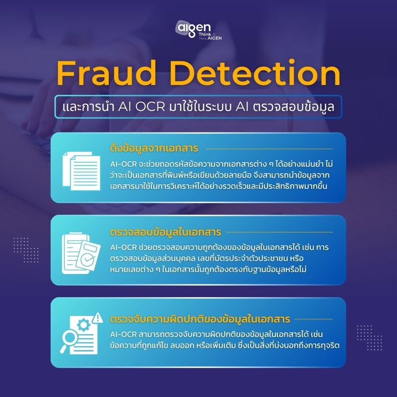 [AI GEN : ไอเจ็น] Fraud Detection และการนำ AI OCR มาใช้ในระบบ AI ตรวจสอบข้อมูล อ่านบทความเพิ่ม ...