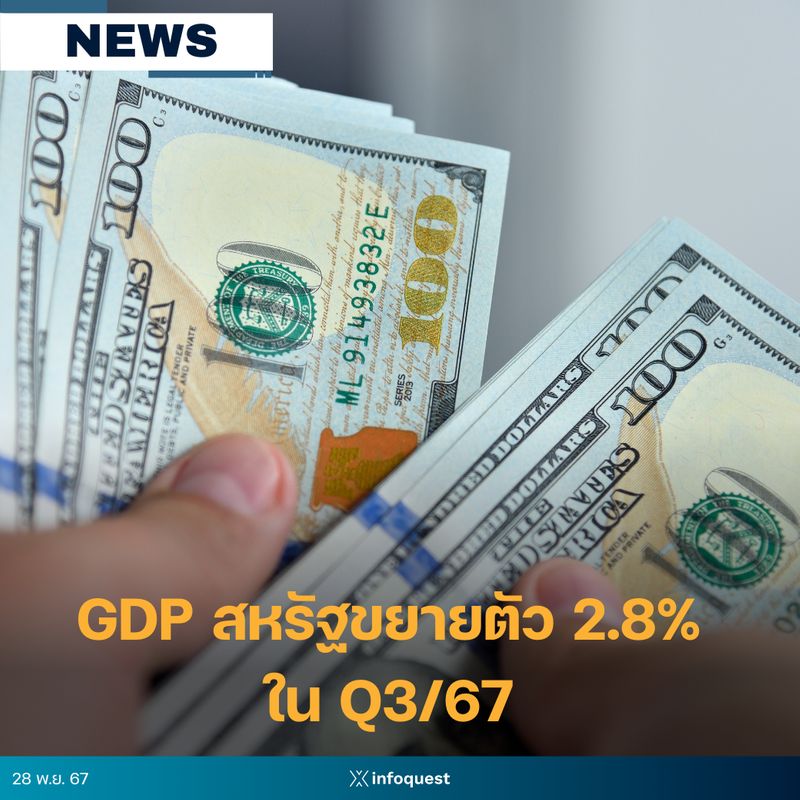 [InfoQuestNews - สำนักข่าวอินโฟเควสท์] 📌 สหรัฐเผย GDP +2.8% ใน Q3/67 📌 กระทรวงพาณิชย์สหรัฐ ...