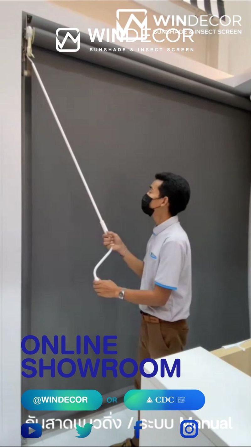[Sale-Nok Windecor นกไม่ใช่วาฬ ม่าน มุ้ง กันสาด] ม่านม้วนแนวดิ่งภายนอกอาคาร TARO กับระบบแคร้ง ...