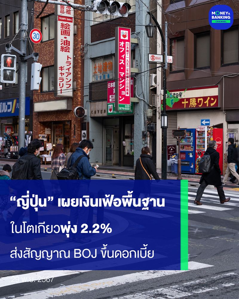 [Money and Banking Channel] “ญี่ปุ่น” เผยเงินเฟ้อพื้นฐานในโตเกียวพุ่ง 2.2% ส่งสัญญาณ BOJ ขึ้น ...