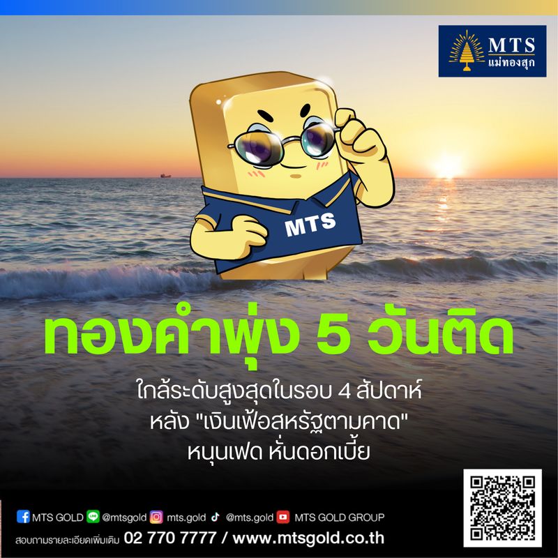 [MTS GOLD GROUP] ทองคำพุ่ง 5 วันติด!! ใกล้ระดับสูงสุดในรอบ 4 สัปดาห์ ...