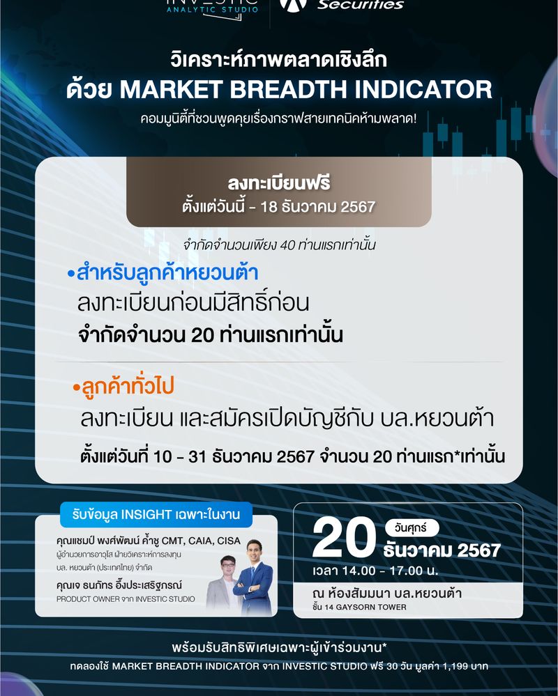 [Investic Analytics Studio] บล.หยวนต้า ร่วมกับ Investic ชวนพูดคุยเรื่องกราฟ วิเคราะห์ภาพตลาดเชิง ...
