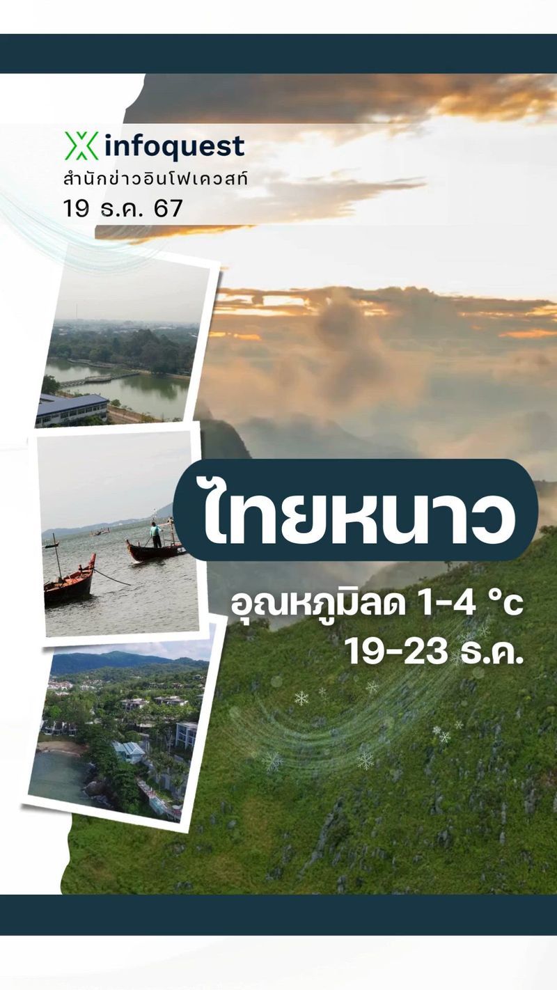 [InfoQuestNews - สำนักข่าวอินโฟเควสท์] 19-23 ธ.ค. ไทยหนาว อุณหภูมิลด 1-4 องศา