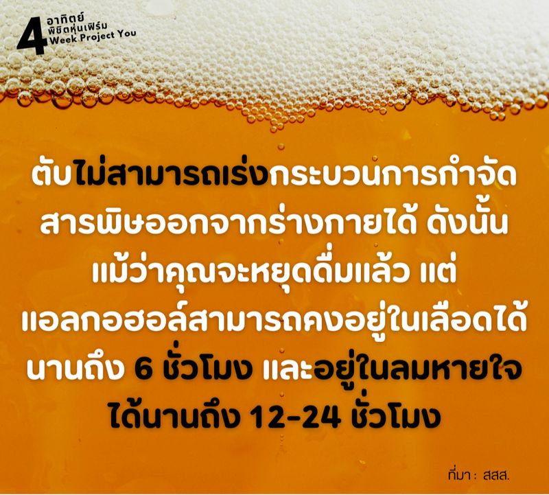 [4อาทิตย์พิชิตหุ่นเฟิร์ม-4 week Project You] แม้ว่าคุณหยุกดื่มแล้ว..แต่แอลกอฮอล์จะอยู่ในเลือดอีก ...