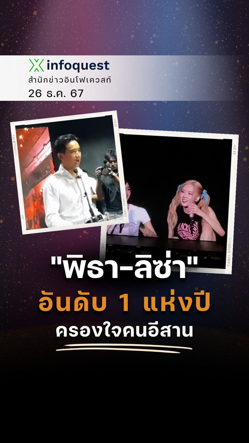 [InfoQuestNews - สำนักข่าวอินโฟเควสท์] พิธา-ลิซ่า อันดับ 1 แห่งปี ครองใจคนอีสาน