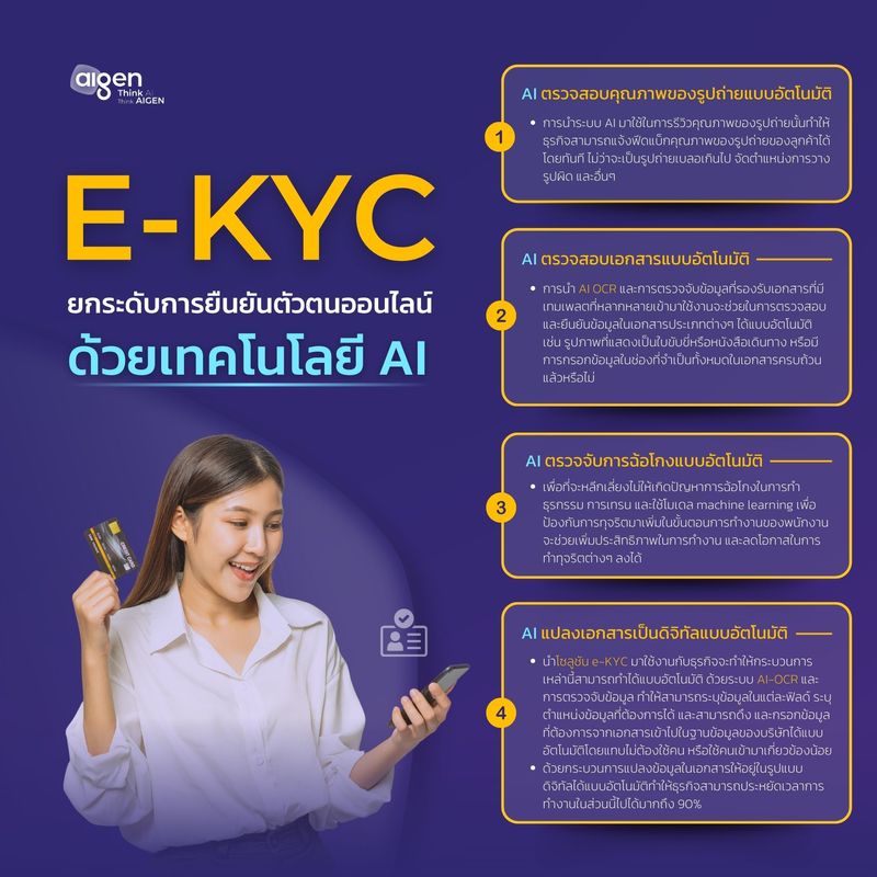 [AI GEN : ไอเจ็น] ยกระดับการยืนยันตัวตนออนไลน์(e-KYC) ด้วยเทคโนโลยี AI อ่านบทความฉบับเต็มคลิก ...