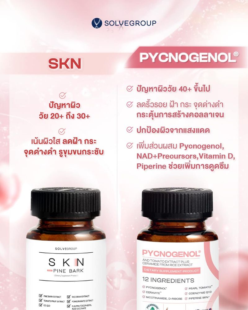 [Solve Group] 🔍 SKN vs PYCNOGENOL วิตามินผิวตัวเด็ด ต่างกันอย่างไร??
