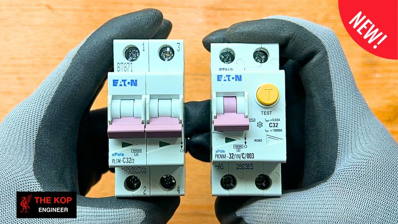 [เรียนรู้ระบบไฟฟ้า] ทดสอบไฟรั่วกับ MCB และ RCD Breaker 🔅 Eaton MCB 2P ...