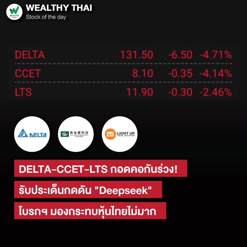 [Wealthy Thai] DELTA-CCET-LTS กอดคอกันร่วง! รับประเด็นกดดัน "Deepseek" โบรกฯ มองกระทบหุ้นไทยไม่ ...