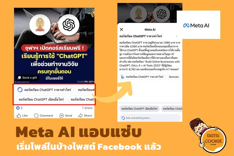 [Datacookie] MetaAIแอบแซ่บเริ่มโพล่ในบ้างโพสต์Facebookแล้ว 😶‍🌫️ แอบมองเทออยู่นะจ้ะ! แต่เธอไม่รู้ ...