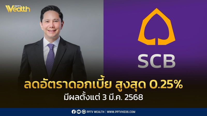 [PPTV Wealth] SCB ประกาศลดอัตราดอกเบี้ยเงินกู้สูงสุด 0.25% มีผล 3 มี.ค. 68 ธนาคารไทยพาณิชย์ ...