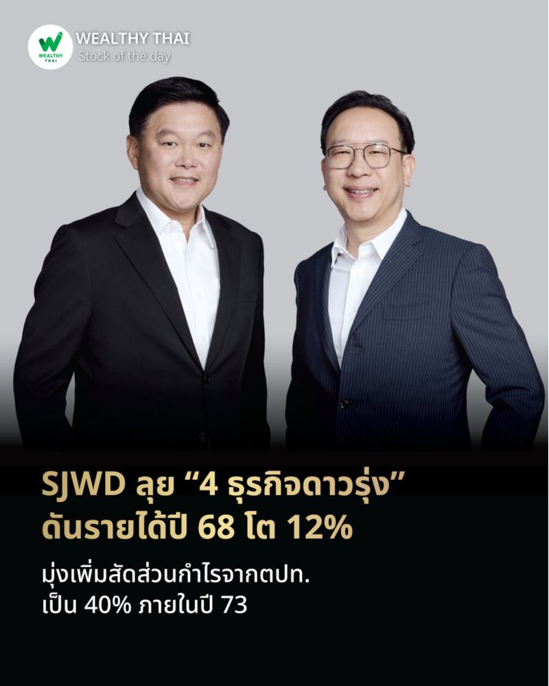 [Wealthy Thai] SJWD ลุย “4 ธุรกิจดาวรุ่ง” ดันรายได้ปี 68 โต 12% มุ่งเพิ่มสัดส่วนกำไรจากตปท. เป็น ...