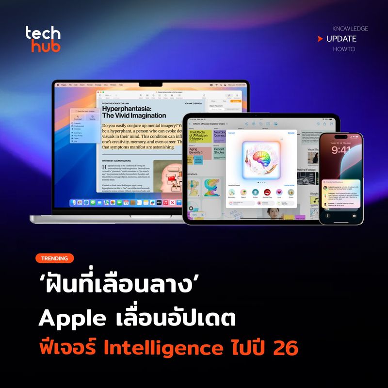 [Techhub] ยังไม่พร้อม ย้อนกลับไปเดือนมิถุนายนปีที่แล้ว Apple ประกาศเปิดตัวบริการ AI ของตัวเอง ...