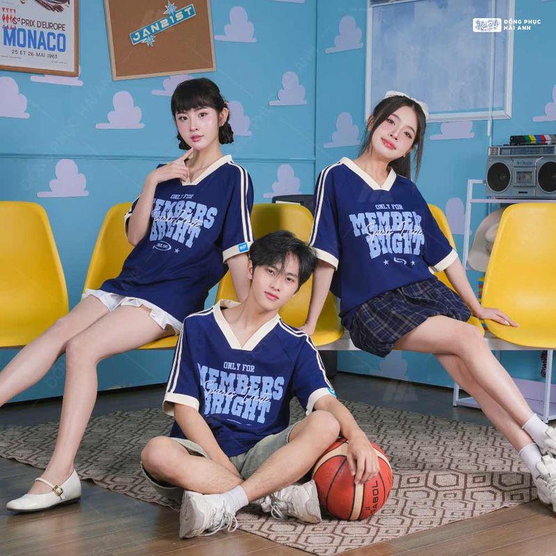 [Áo lớp Hải Anh] Mẫu áo lớp oversize cổ tim starling màu xanh đen Lớp ...