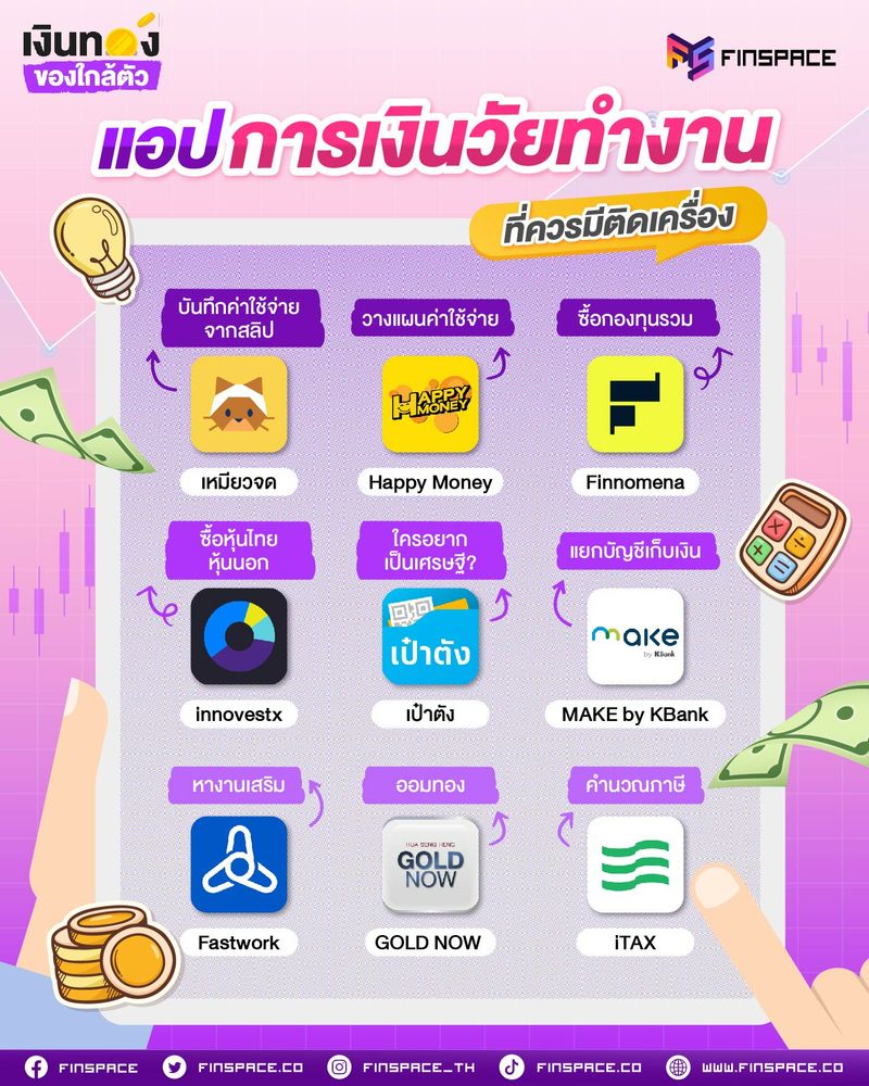 [FinSpace] แอปพลิเคชันการเงินวัยทำงาน ที่ควรมีติดเครื่อง #เงินทองของใกล้ตัว l เมื่อก้าวเข้าสู่ ...