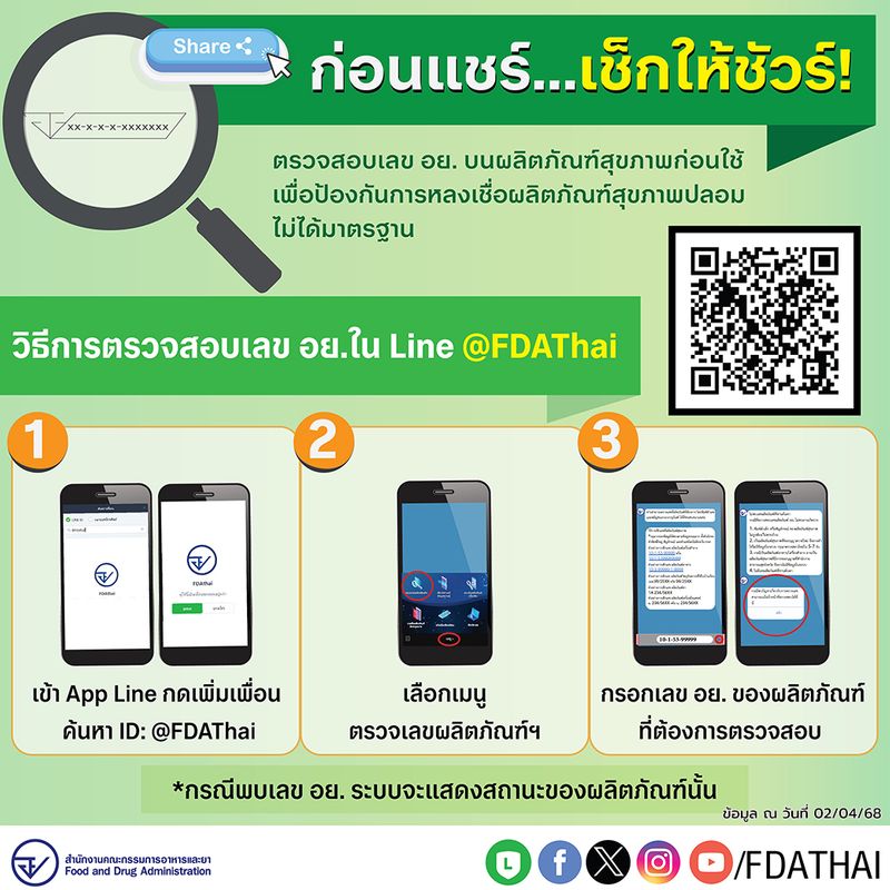 [fdathai] วันที่ 2 เมษายน เป็นวันชัวร์ก่อนแชร์ (International Fact-Checking Day) #FDAknowledge # ...