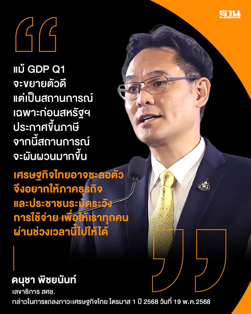 [ฐานเศรษฐกิจ_Thansettakij] ด่วน สศช. หั่น GDP ไทยทั้งปี 68 วูบเหลือ 1.8% เผยไตรมาสแรก บวก 3.1% ...