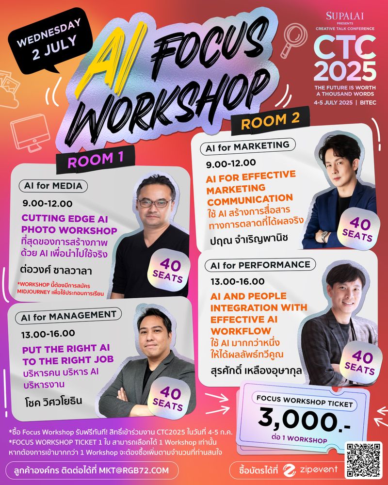 [CREATIVE TALK] เปิดขายบัตร ‘AI Focus Workshop’ แล้ววันนี้! สำหรับวัน ...