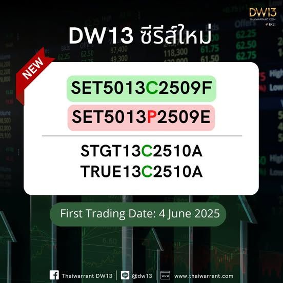 [@Newss] 🆕DW13 ซีรีส์ใหม่ล่าสุด! 🟢SET5013C2509F 🔴SET5013P2509E STGT13C2510A TRUE13C2510A