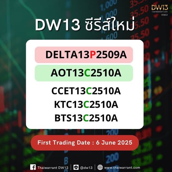 [@Newss] 🆕DW13 ซีรีส์ใหม่ล่าสุด! 🔴DELTA13P2509A 🟢AOT13C2510A CCET13C2510A KTC13C2510A BTS13C2510A