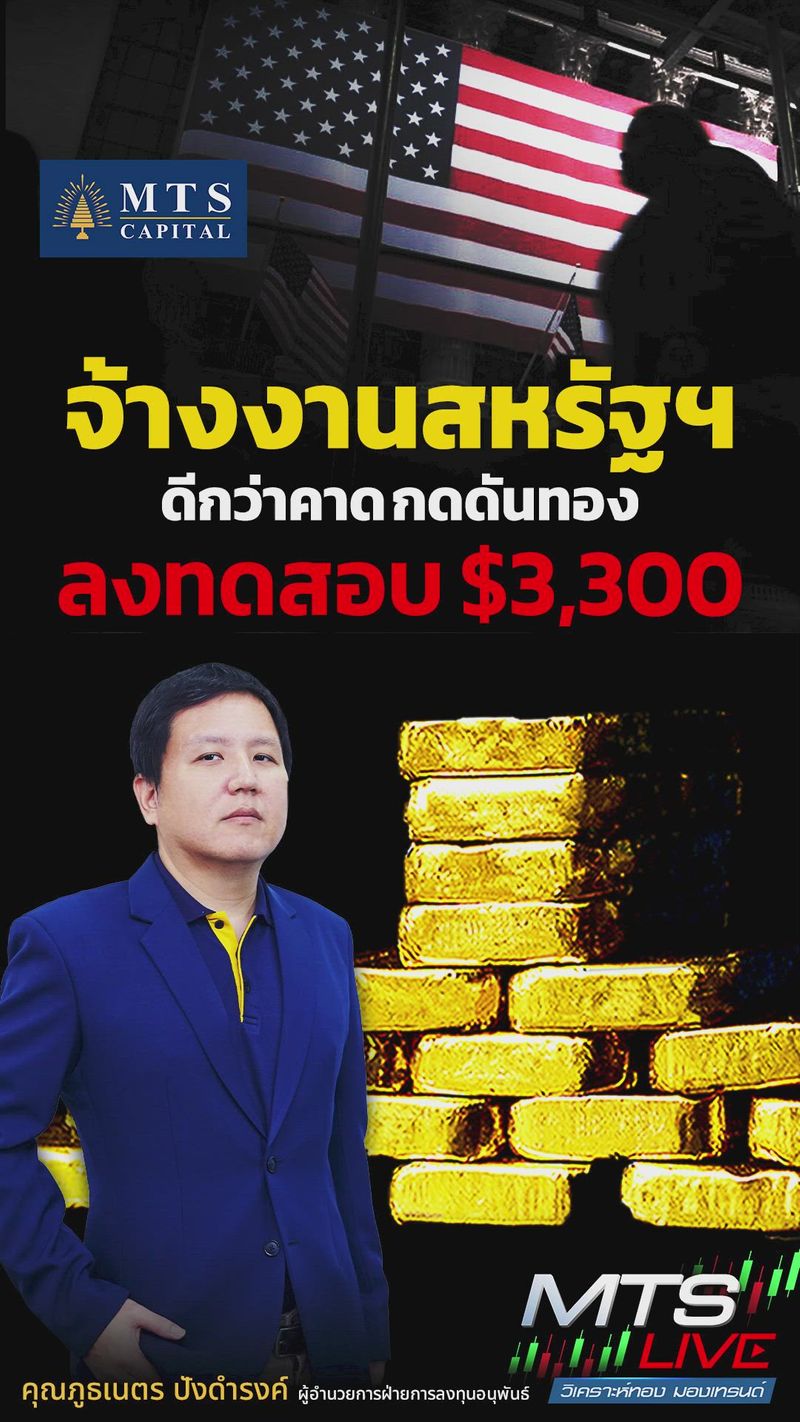[MTS GOLD GROUP] จ้างงานสหรัฐฯ ดีกว่าคาด กดดันทองลงทดสอบ $3,300 . #MTSCapital #วิเคราะห์ทองคำ ...