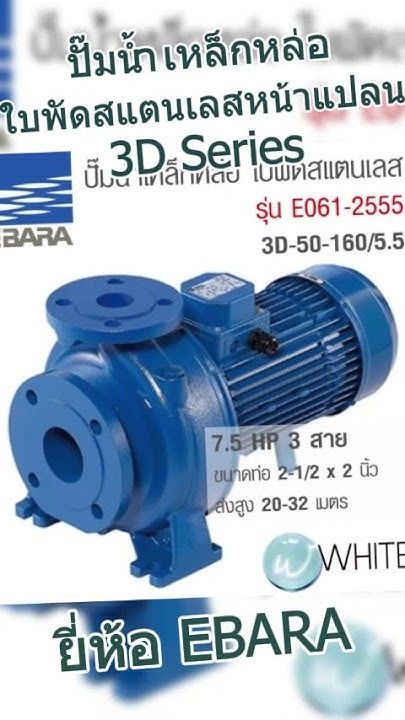 [WhiteMKT Co., Ltd.] ปั๊มน้ำเหล็กหล่อ ใบพัดสแตนเลส ชนิดหน้าแปลน 3 - 20 HP 3D Series ยี่ห้อ EBARA ...