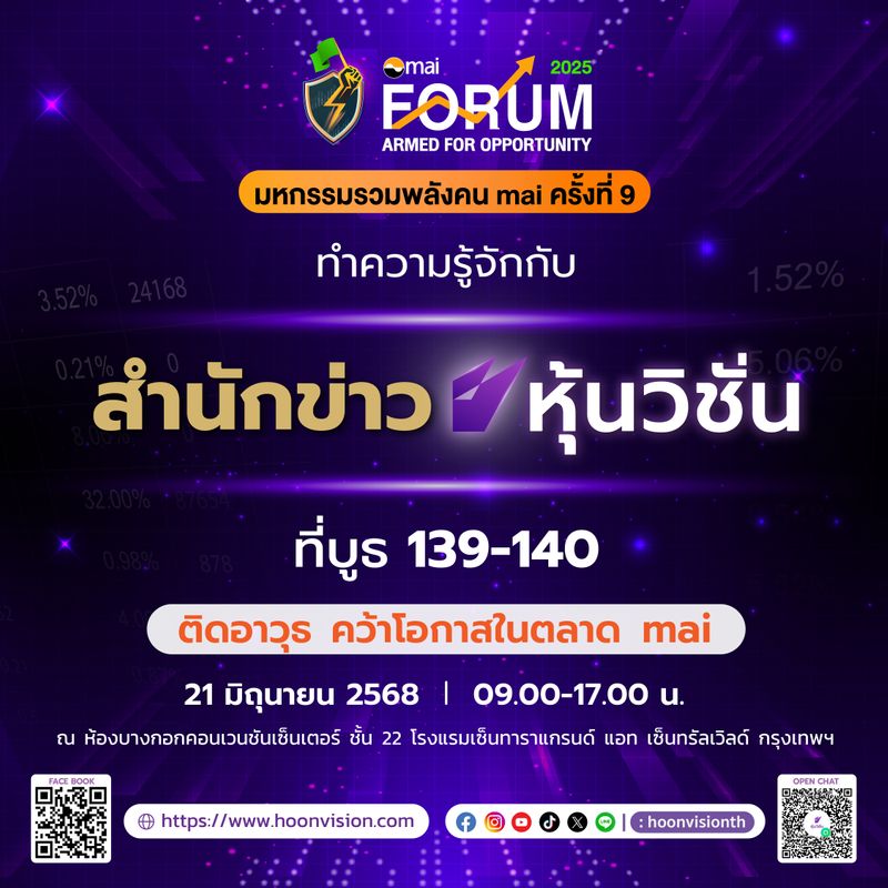 [HoonVision] หุ้นวิชั่น ร่วมงาน mai FORUM 2025 ทำความรู้จักกับ สำนักข่าวหุ้นวิชั่น ในงาน mai ...