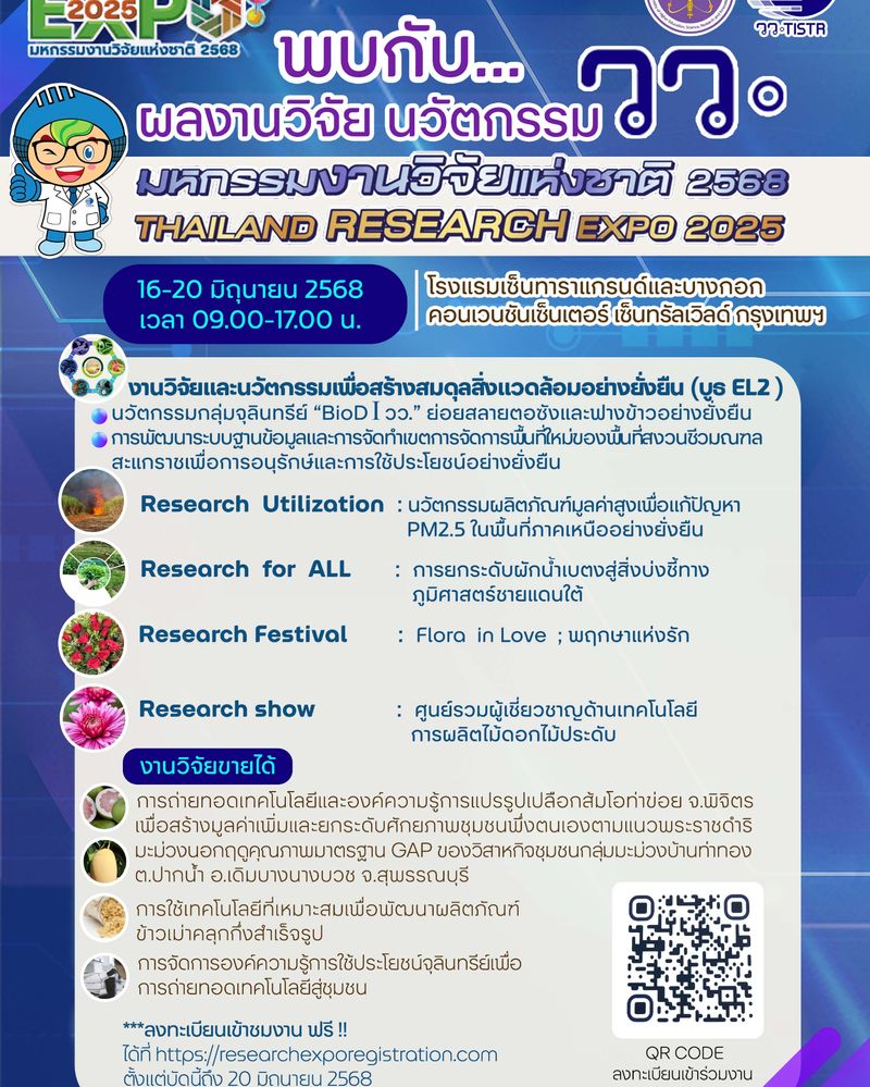 [Sutthikhun Kongthong] วว. เชิญชวนเที่ยวงานมหกรรมงานวิจัยแห่งชาติ 2568 https://changeintomag.com ...