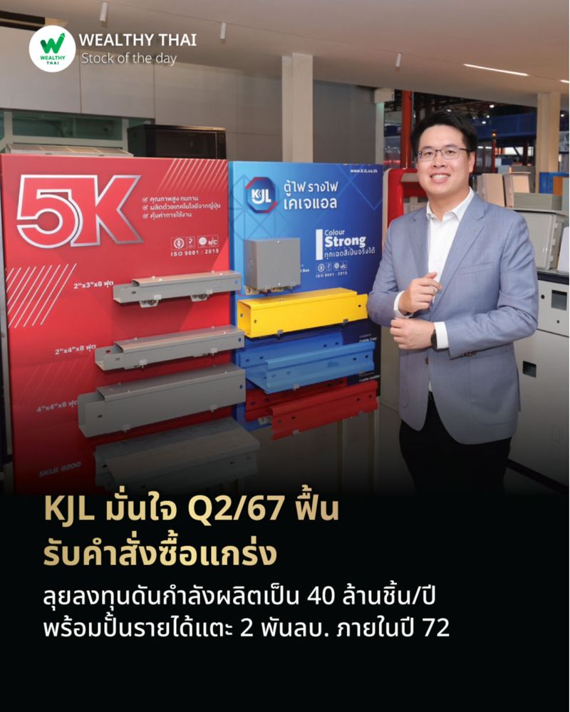 [Wealthy Thai] KJL มั่นใจ Q2/67 ฟื้น รับคำสั่งซื้อแกร่ง ลุยลงทุนดันกำลังผลิตเป็น 40 ล้านชิ้น/ปี ...
