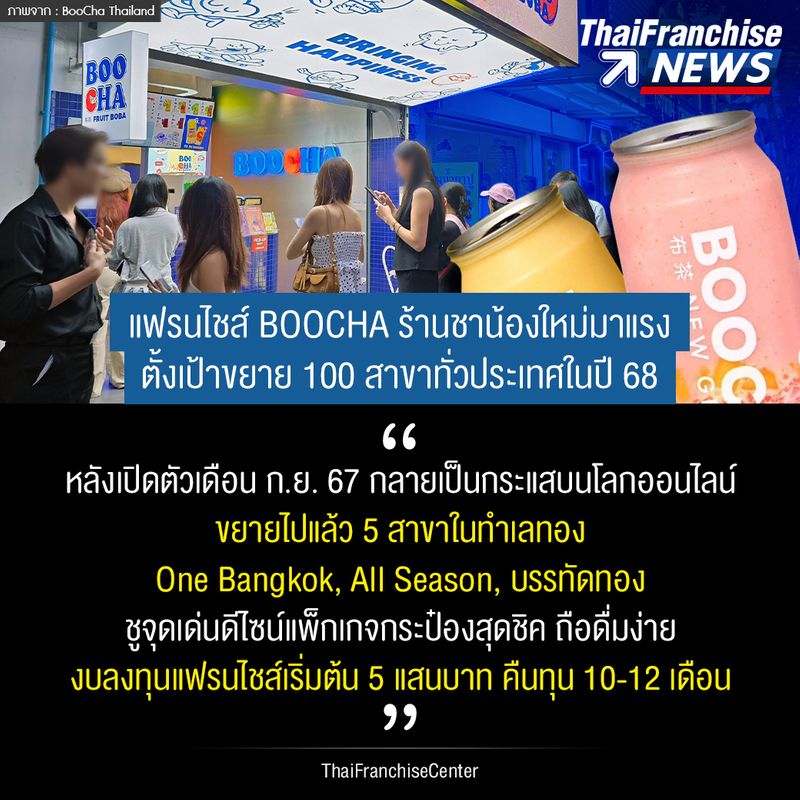 [ThaiFranchiseCenter] แฟรนไชส์ BOOCHA ร้านชาน้องใหม่มาแรง ตั้งเป้าขยาย 100 สาขาทั่วประเทศในปี 68 ...