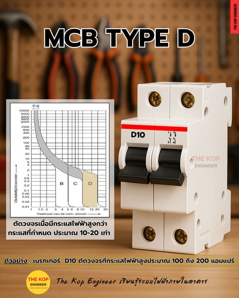 [เรียนรู้ระบบไฟฟ้า] MCB Type D 🔅 MCB Type D จุดสังเกตเบื้องต้นว่า ...