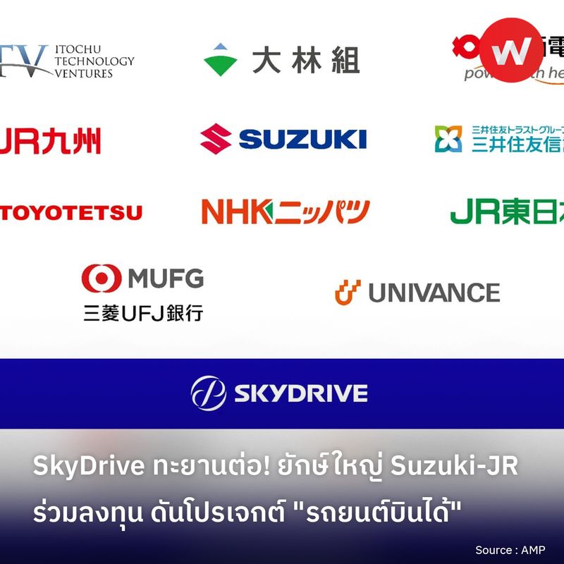 [WABIZ รู้รอบทิศ ธุรกิจญี่ปุ่น] SkyDrive ทะยานต่อ! ยักษ์ใหญ่ Suzuki-JR ร่วมลงทุน ดันโปรเจกต์ ...