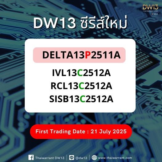 [@Newss] 🆕DW13 ซีรีส์ใหม่ล่าสุด! 🔴DELTA13P2511A IVL13C2512A RCL13C2512A SISB13C2512A