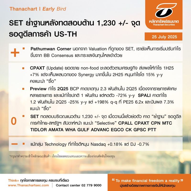 [Thanachart Securities ] Thanachart Early Bird: 25 Jul 2025 สรุปภาพตลาด ...