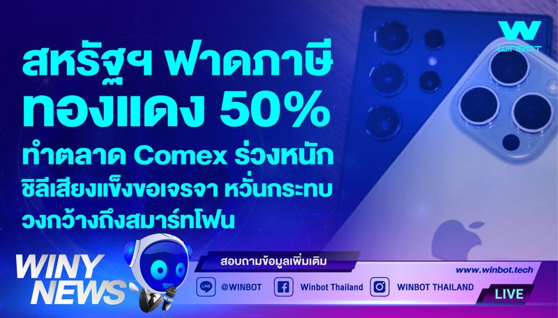 [WINBOT] 😱สหรัฐฯ ฟาดภาษีทองแดง 50% ทำตลาด Comex ร่วงหนัก 🔍ที่มา : https://www.cryptopolitan.com ...