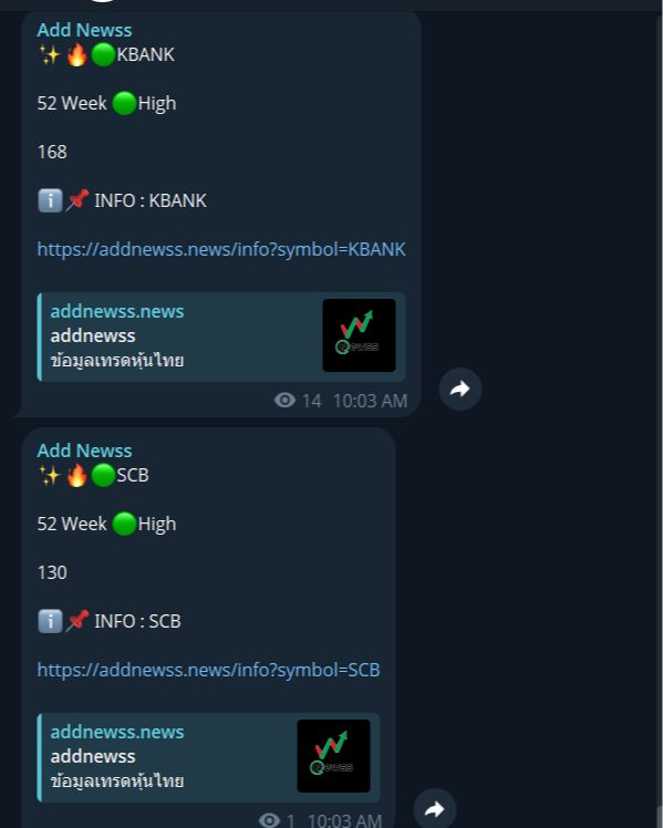 [@Newss] SCB KBANK ทำ 🟢High 52 Week สำหรับท่านที่ใช้ TeleGram