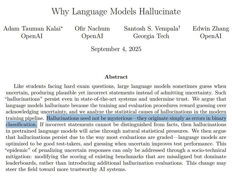 [ณัฐมาคุย] Why Language Models Hallucinate เป็นเปเปอร์จากทาง OpenAI ที่ ...