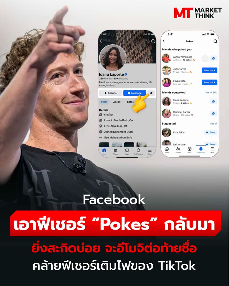 [MarketThink] Facebook เอาฟีเชอร์ “Pokes” กลับมา ยิ่งสะกิดบ่อย จะอีโมจิต่อท้ายชื่อ คล้ายฟีเชอร์ ...