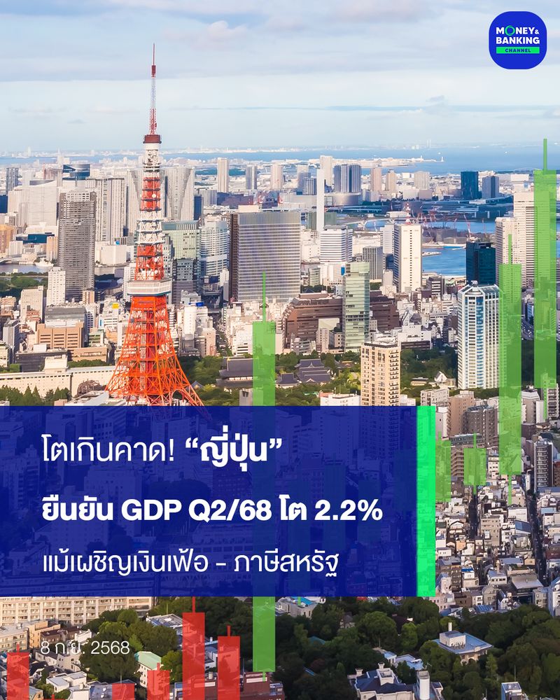 [Money and Banking Channel] โตเกินคาด! "ญี่ปุ่น" ยืนยัน GDP Q2/68 โต 2.2% แม้เผชิญเงินเฟ้อ ...