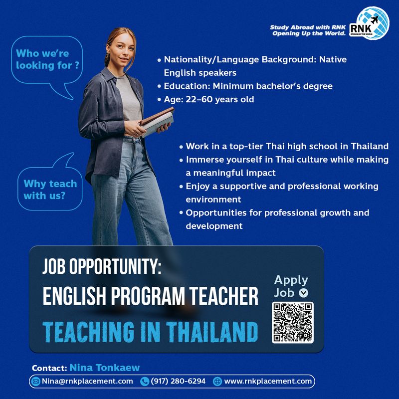[RNK International] Dreaming of an adventure that makes a difference? 🇹🇭 Join our English ...