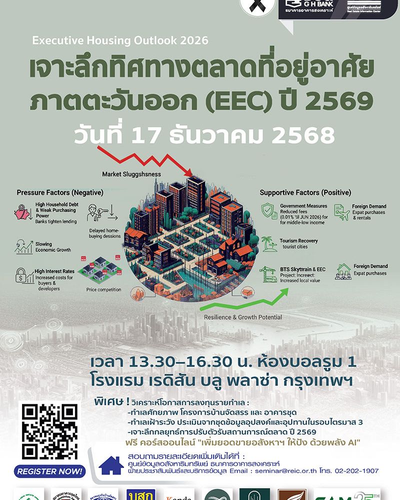 [REIC ชวนคุย] 📌 REIC ชวน วิเคราะห์แบบ Executive! ทิศทางตลาดที่อยู่อาศัย EEC ในปี 2569 ที่โรงแรม ...